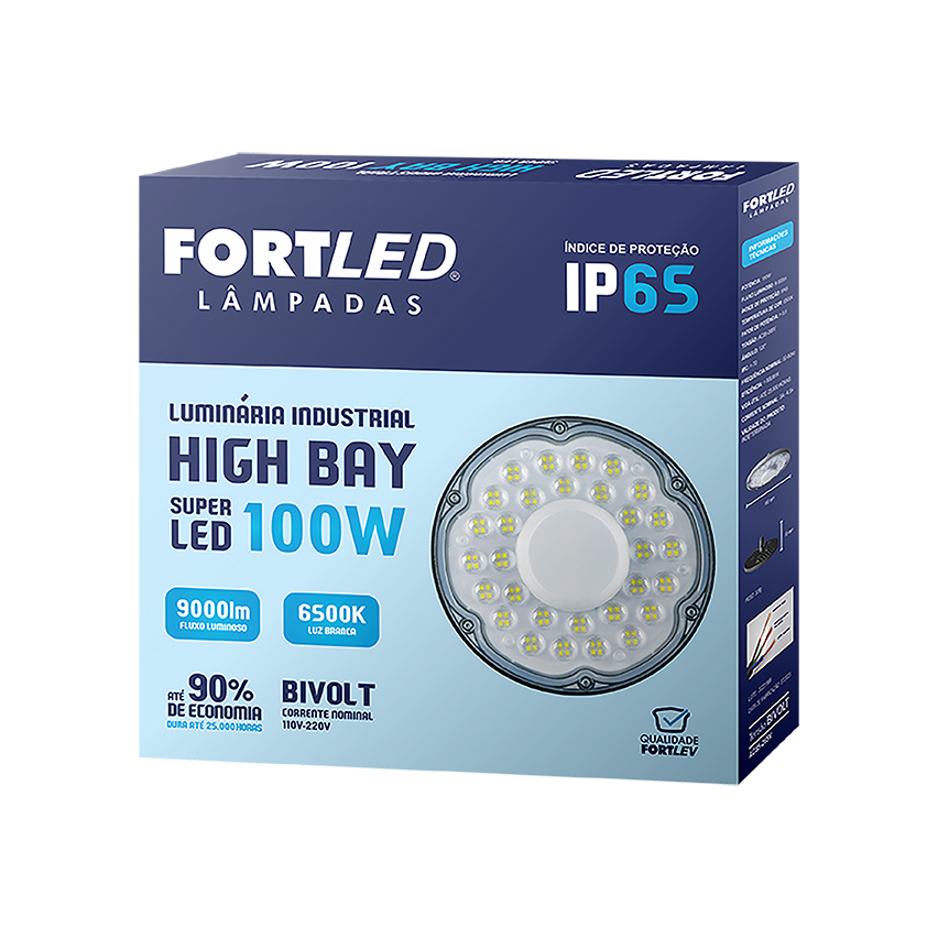Luminária Industrial High Bay 100W – FORTLED