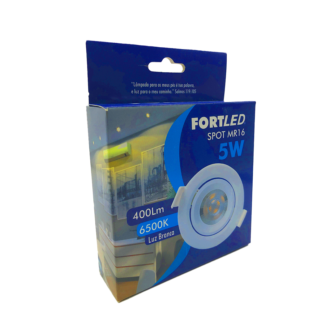 Spot de Embutir MR16 – 6500K – Redondo – FORTLED